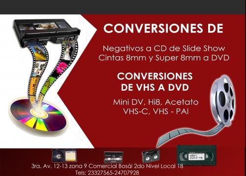 Conversion de vhs a dvd (hi8, mini dv, mini vhs, cassettes, acetatos ...
